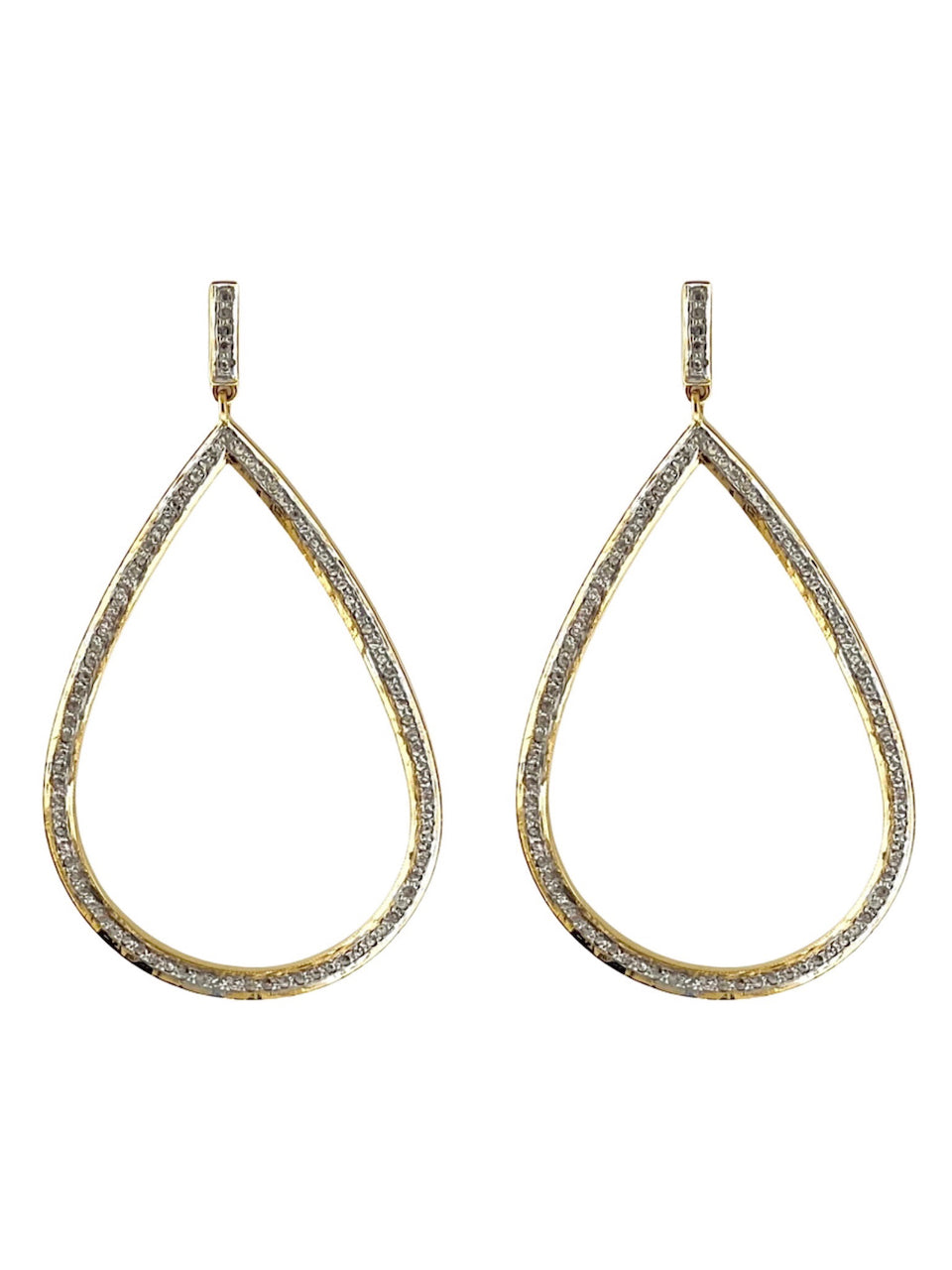 Pave Diamond Large Single Row Tears in 22kt Gold and Brass – The Woods ...