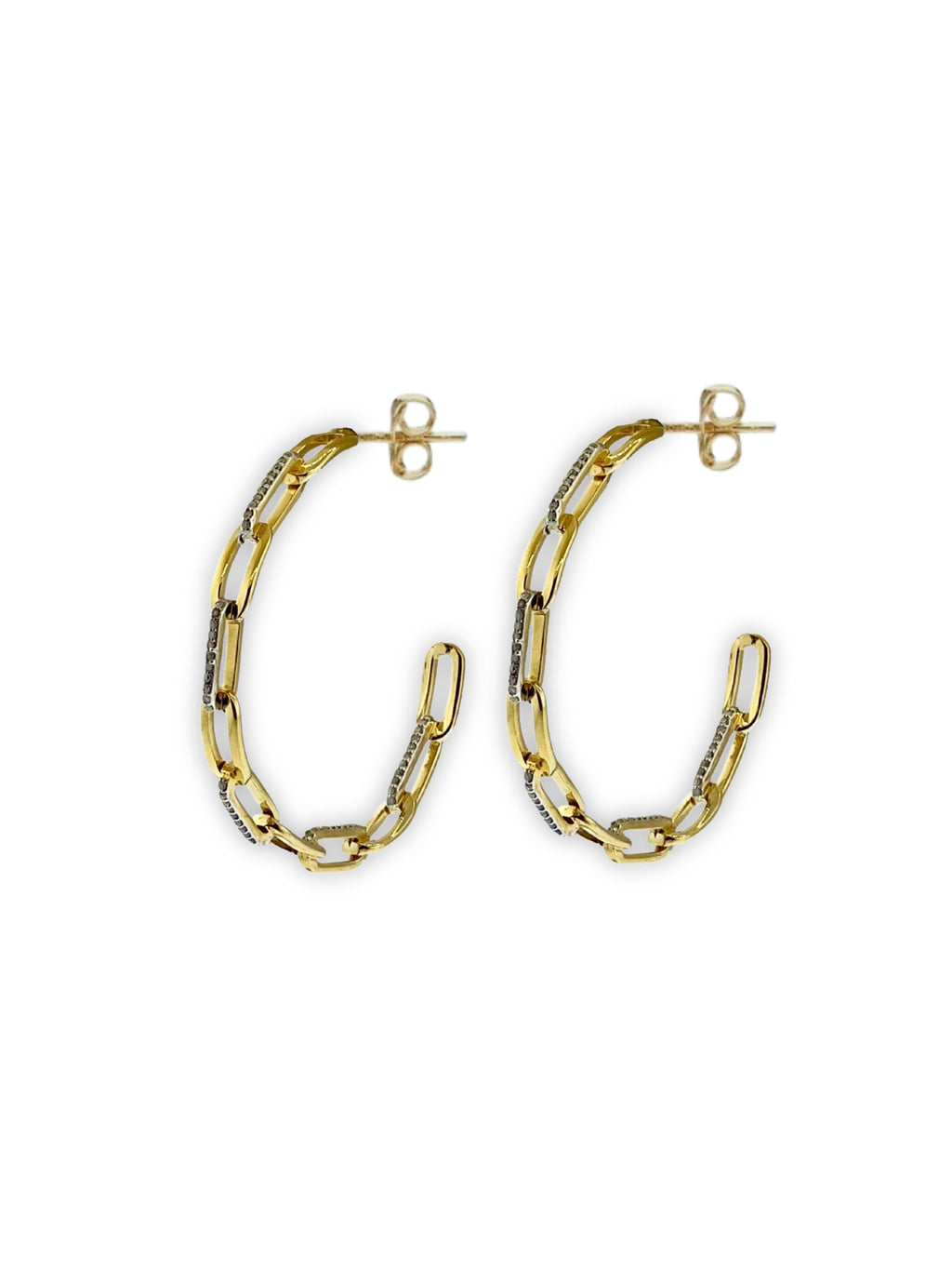 Pave Diamond Chain-Link Hoops Large – The Woods Fine Jewelry