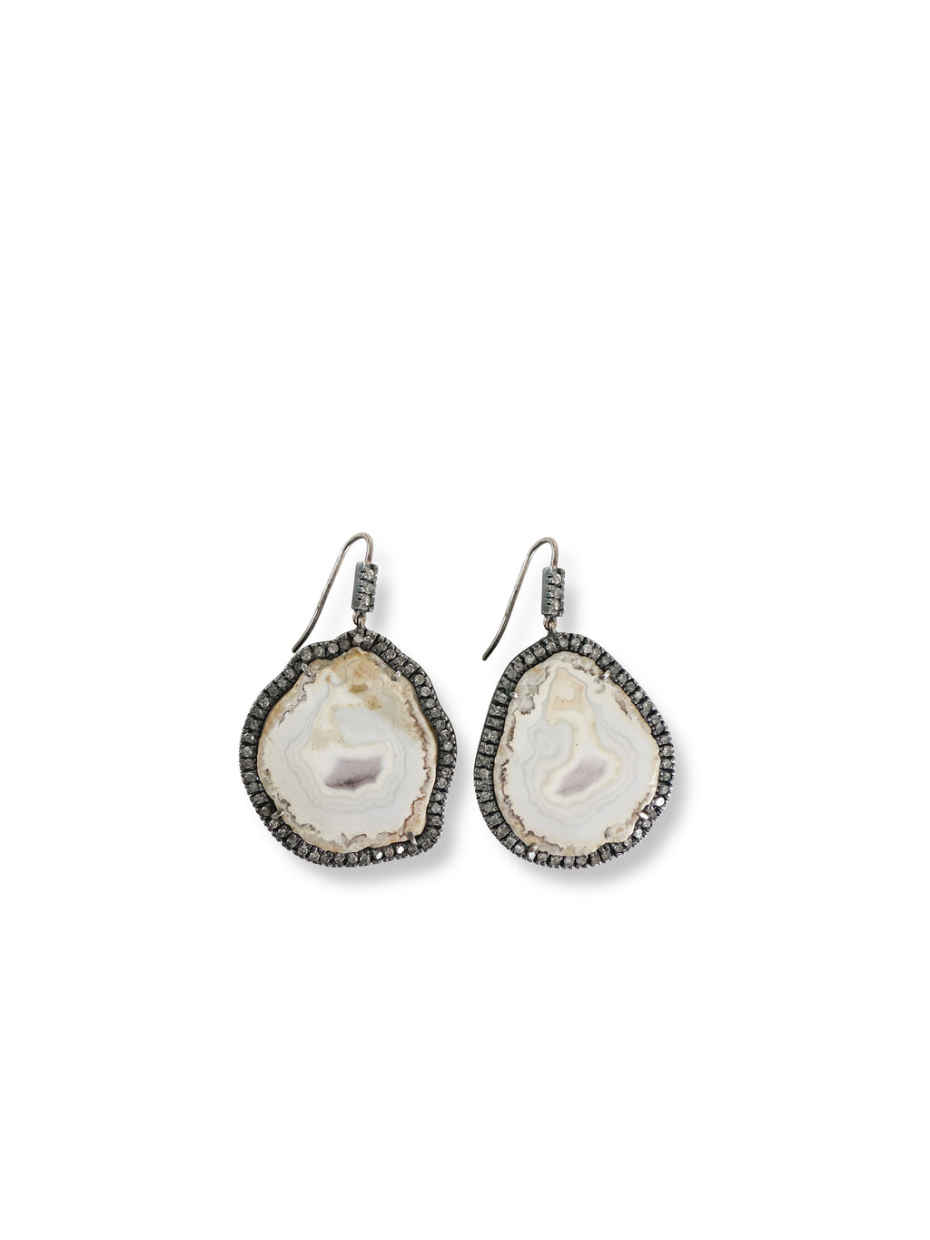 White Geodes Set in Pave Diamonds and Sterling Silver – The Woods Fine ...