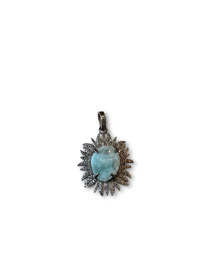 Pave Diamond Larimar Flower – The Woods Fine Jewelry