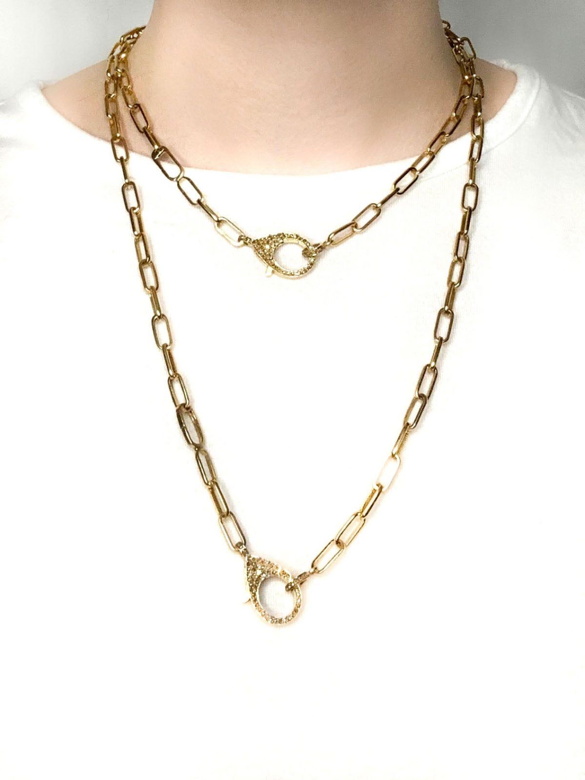 Brass Hidden Double Clip Chain with Pave Diamond Clip and Bale – The ...